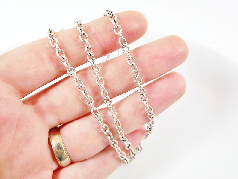 4 X 3 Mm Delicate Cable Chain - Matte Antique Silver Plated - 1 Meter ...