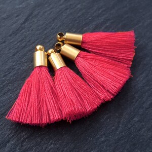 Mini Amaranth Red Soft Thread Tassels Earring Bracelet Tassel Fringe ...