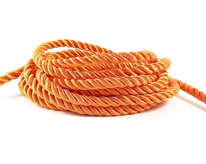 3.5mm Sun Orange Twisted Rayon Satin Rope Silk Braid Cord 3 Ply Twist 1 ...
