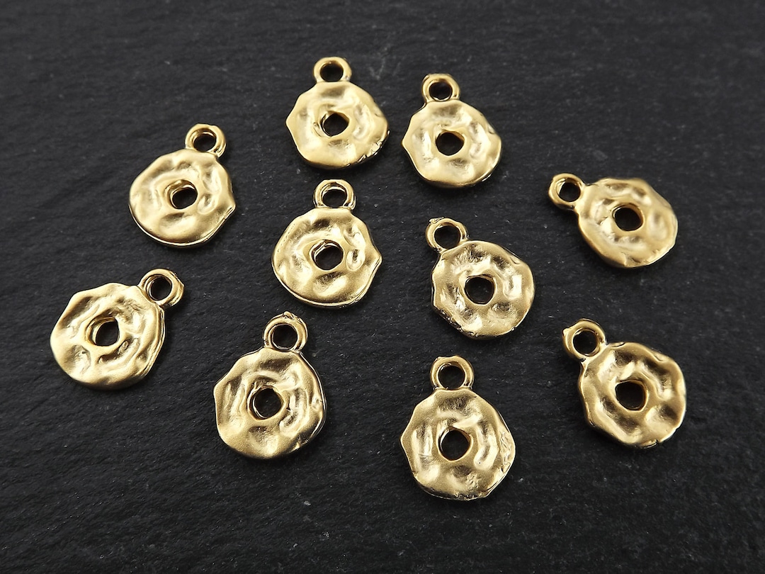 Gold Loop Charms, Mini Loop Charms, Ring Charms, Gold Coin Charms, Disc ...