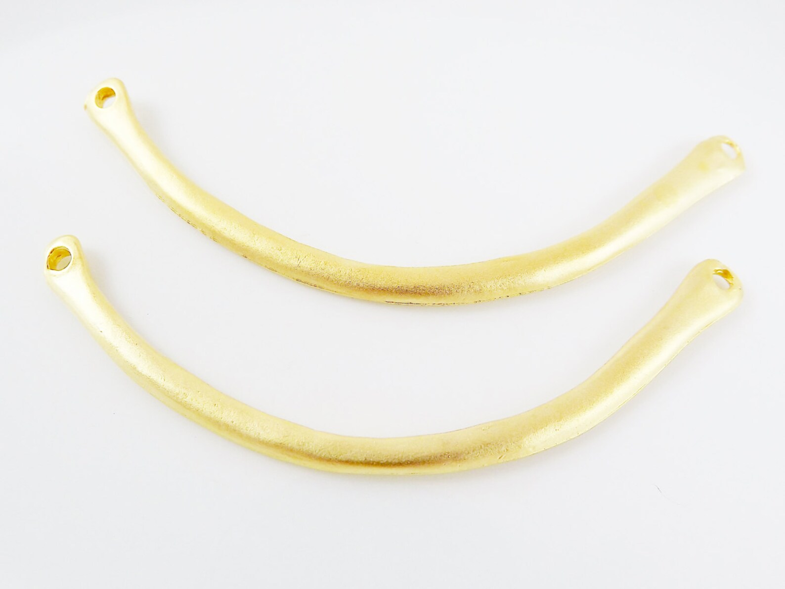 2 Organic Shaped Curve Bar Connector - 22k Matte Gold Plated - Etsy