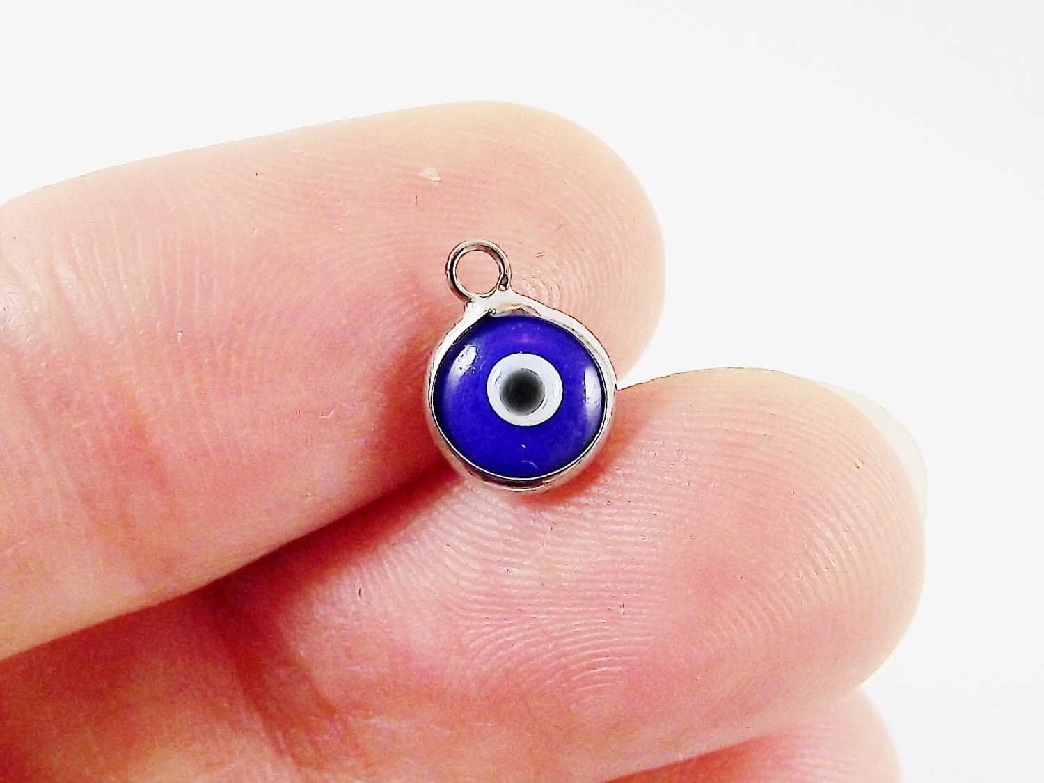 5 Mini Opaque Navy Blue Evil Eye Nazar Artisan Glass Bead | Etsy