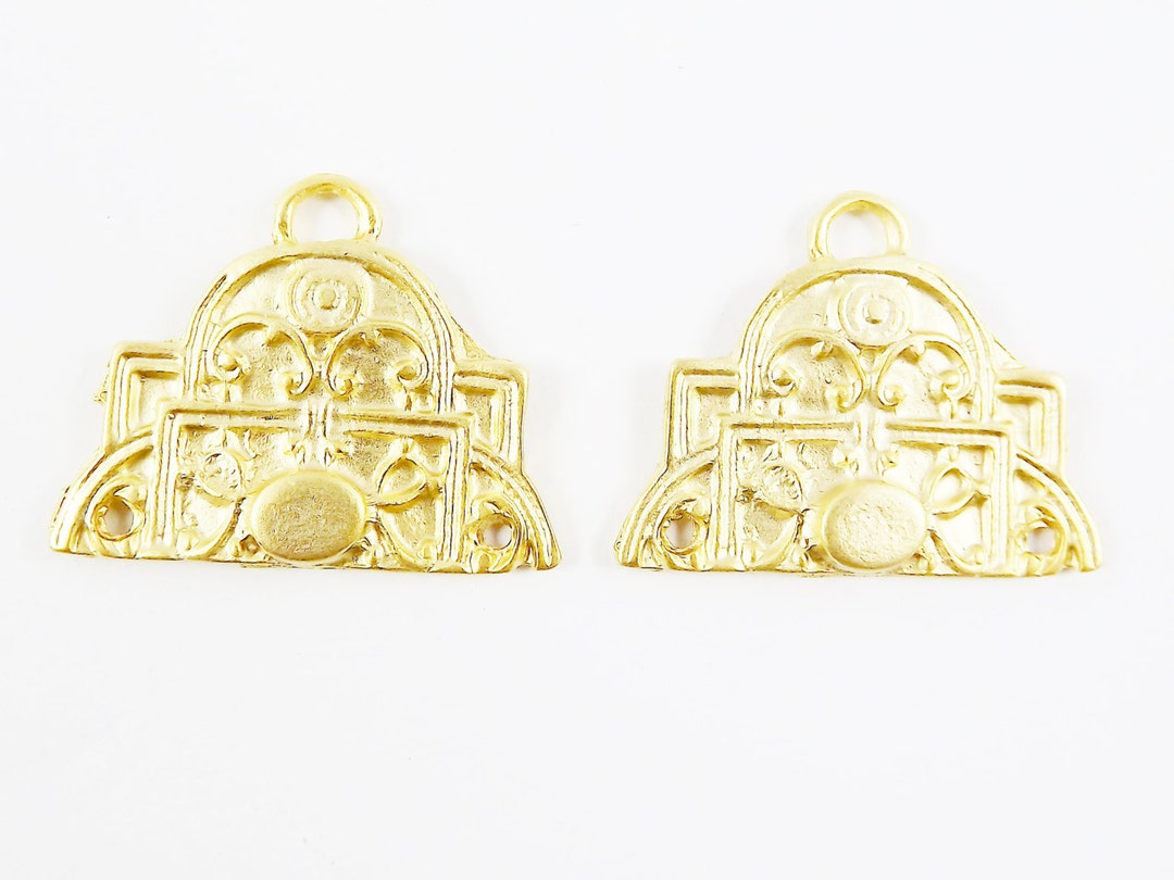 2 Ethnic Multi Strand Link Connector Necklace Finish 22k Matte Gold ...