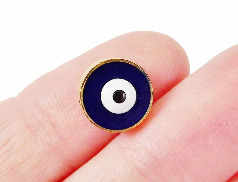 2 Large Navy Blue Lucky Enamel Evil Eye 22k Matte Gold - Etsy