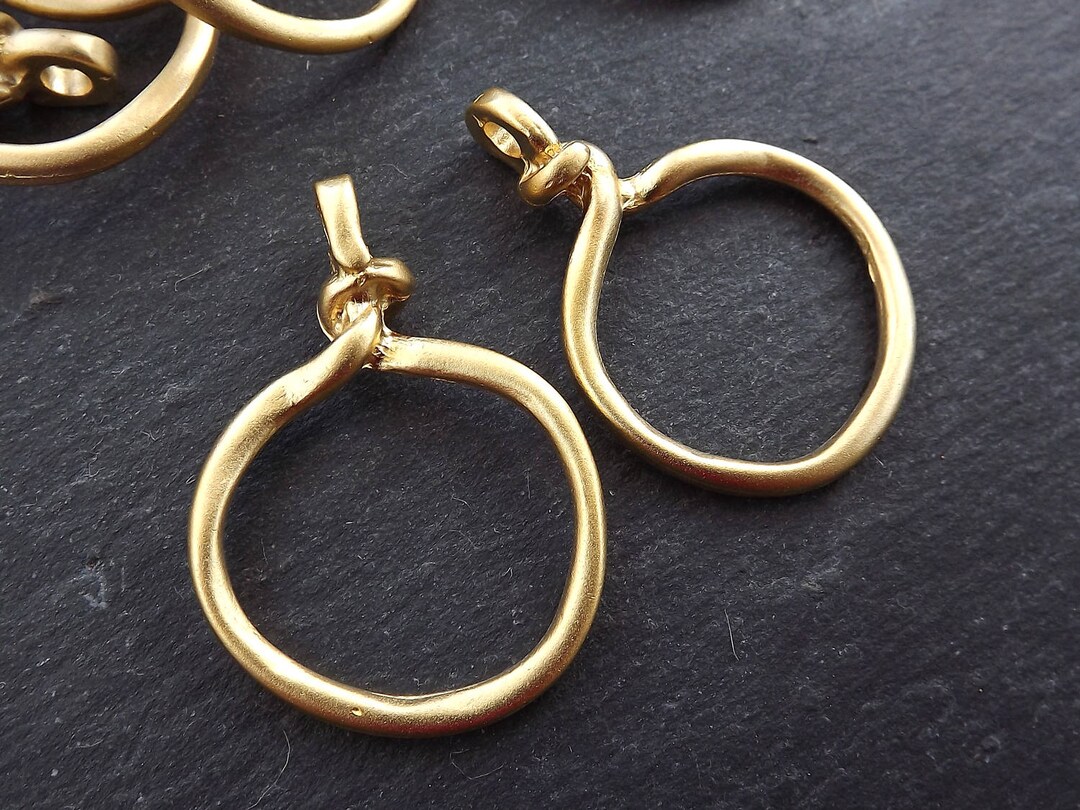 Twisted Circle Loop Pendant Connector Link, Gold Ring Closed Loop, 22k ...
