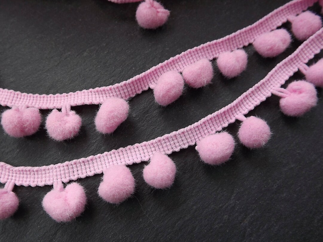 Pale Pink Pom Pom Fringe String Braid Cord 1 Meter 1.09 Yards - Etsy