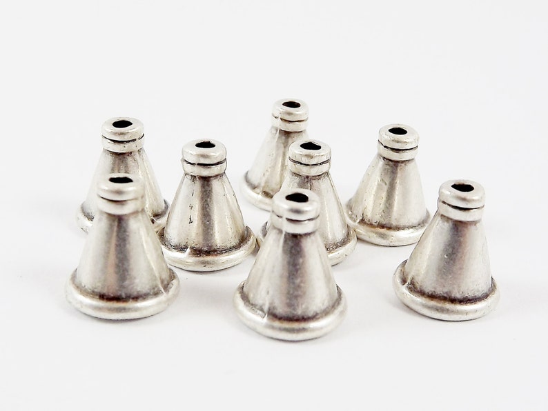 Small Silver Bead Caps, Round, Cone Bead Caps, Simple, Plain, Silver ...