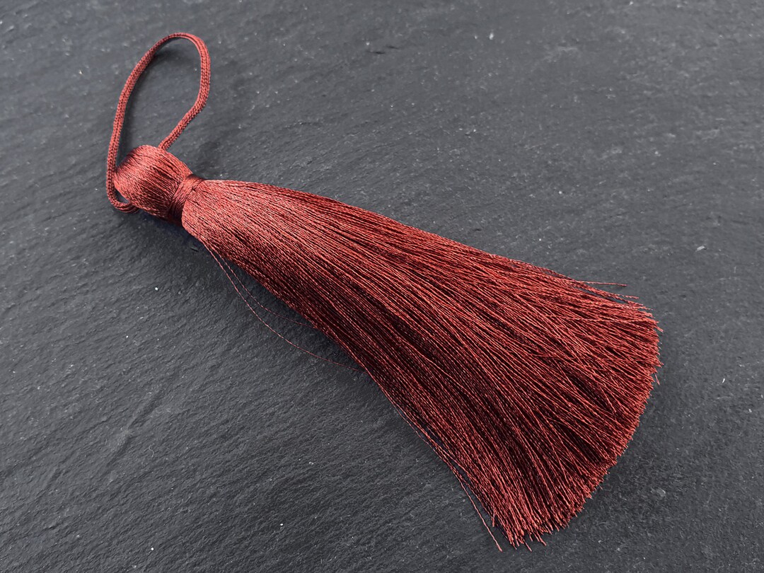 Bombay Brown Silk Tassels Braided Loop, Handmade Thick Tassels, Jewelry ...