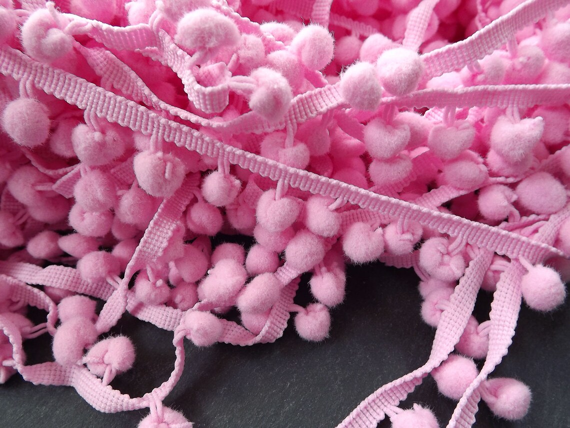 Pale Pink Pom Pom Fringe String Braid Cord 1 Meter 1.09 - Etsy