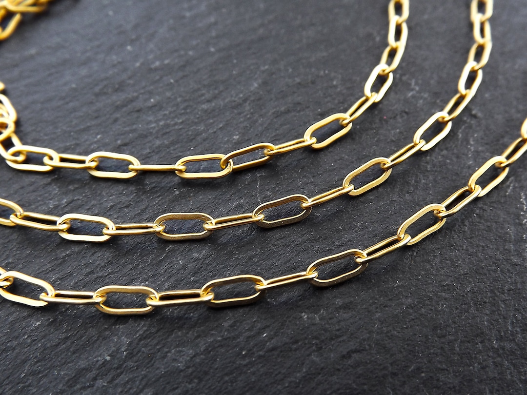 Pressed Long Link Cable Chain 6 X 2.5mm 22k Matte Gold - Etsy