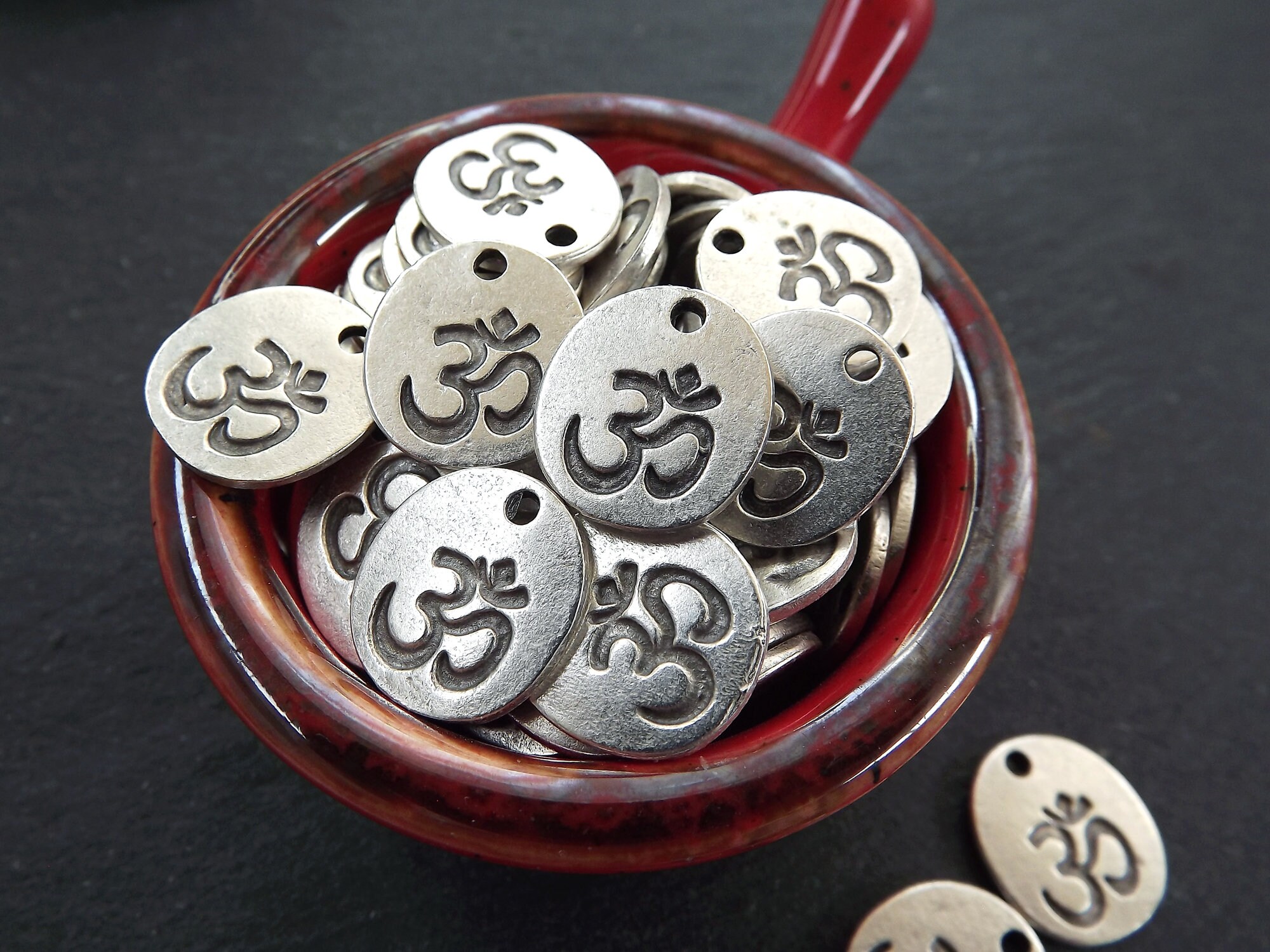 OM Charms, Small Om Pendant, Om Aum Symbol, Coin Disc Charms, Yoga ...