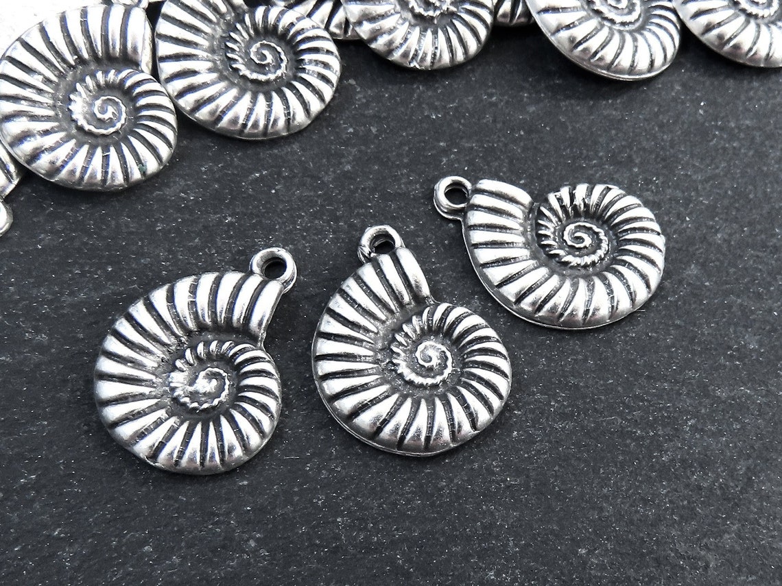 Ammonite Fossil Spiral Sea Shell Charms Gold Shell Pendant - Etsy
