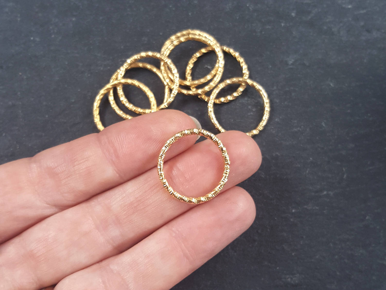 20mm Twisted Etched Jump Rings 22k Gold Plated 8pcs - Etsy