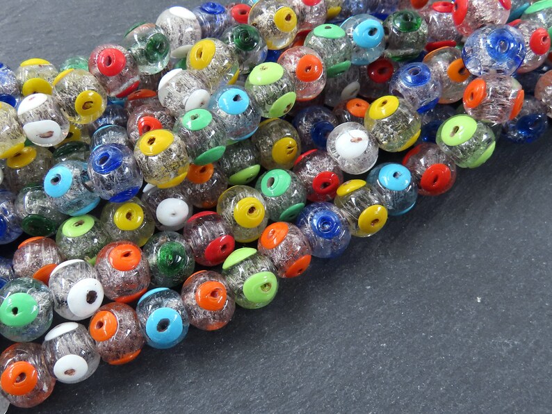 Clear Evil Eye Beads Rainbow Colorful Glass Eye Beads Chunky - Etsy