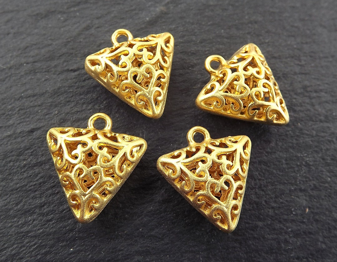 Filigree Triangle Charms, Pillow Charms, Puff Charms, Hollow Triangle ...