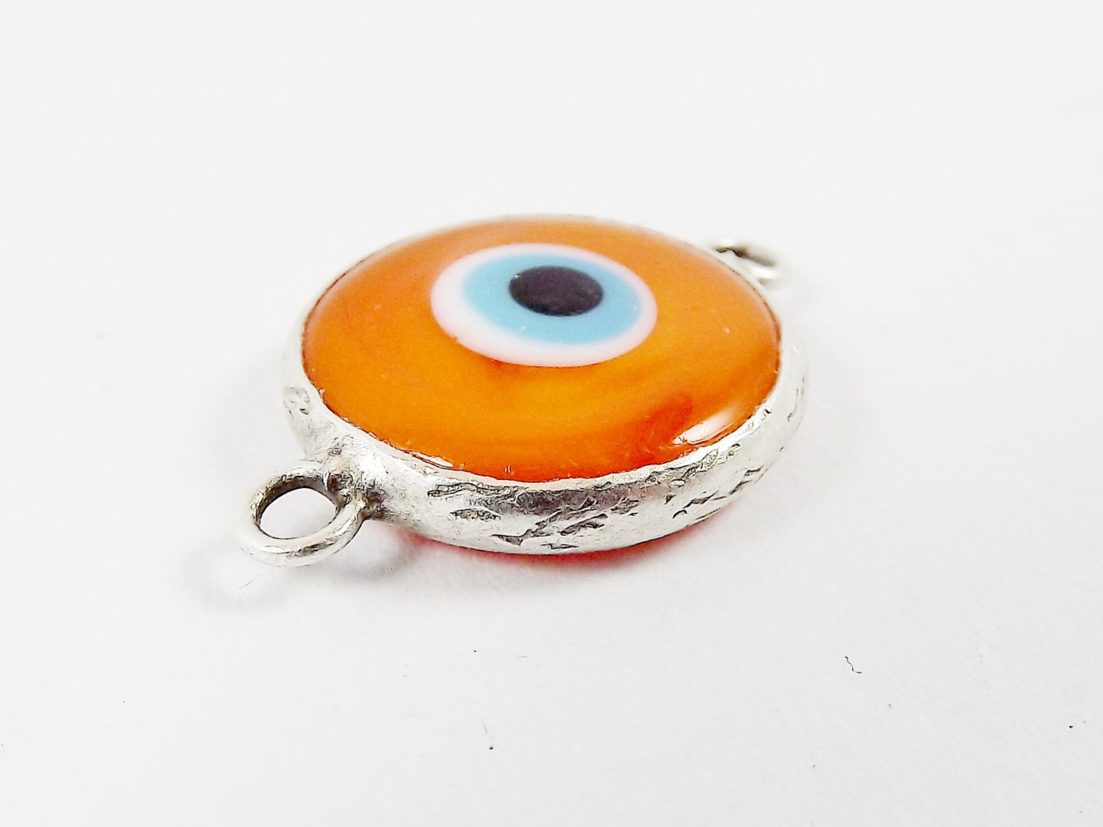 Orange Evil Eye Round Artisan Handmade Glass Connector Matte - Etsy