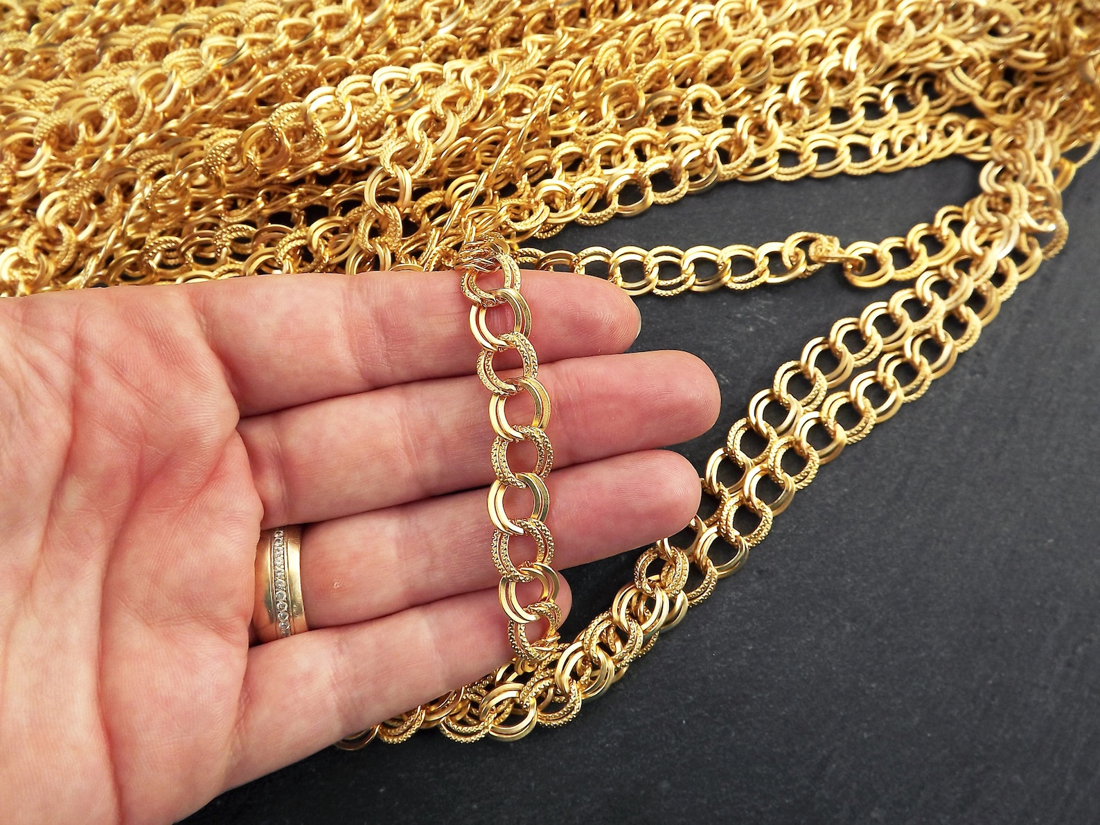 Twisted Double Link Textured Pressed Curb Chain Jewelry - Etsy