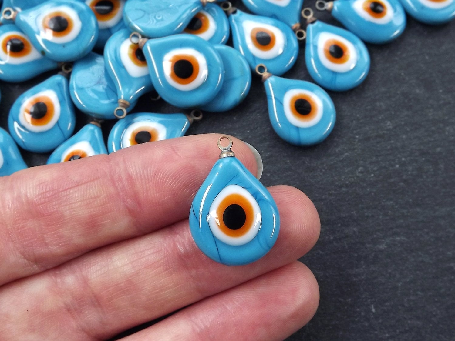 Evil Eye Charm Blue Evil Eye Sky Blue Teardrop Glass Evil - Etsy