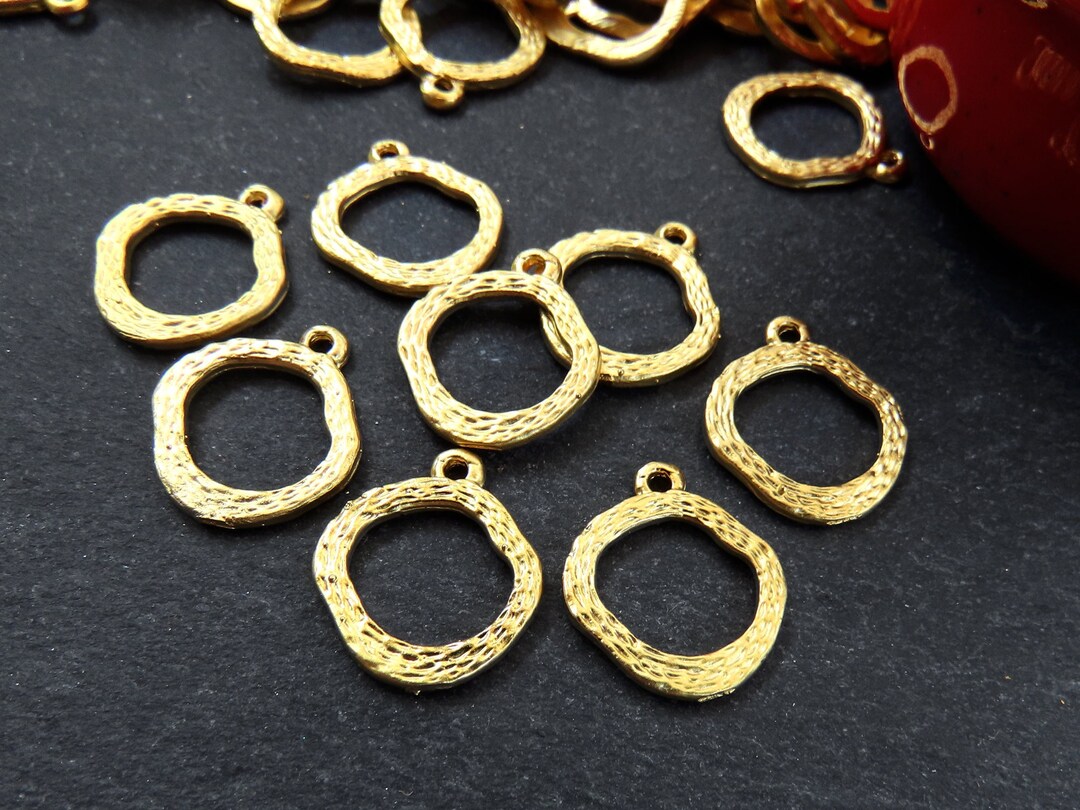 Textured Loop Pendants Charms, Mini Loop Charms, Ring Charms, Bracelet ...
