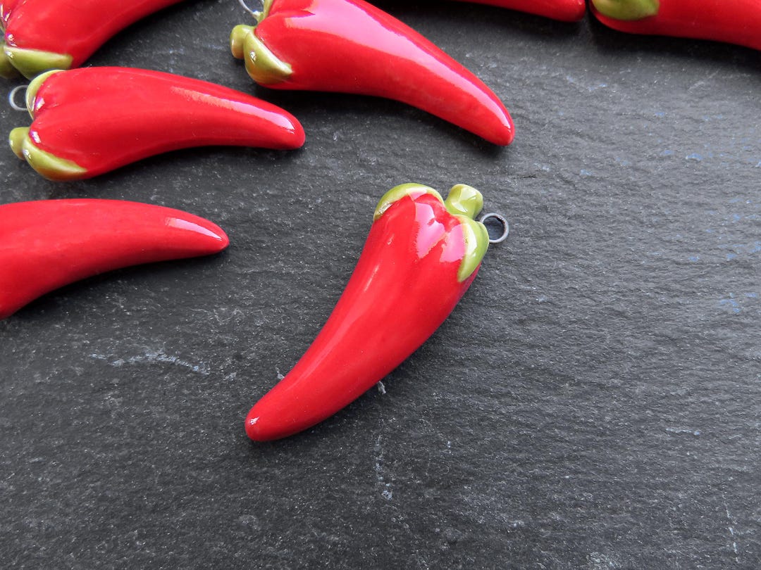 Red Chili Pepper Cornicello Italian Horn Charm Pendant, Protective Good ...