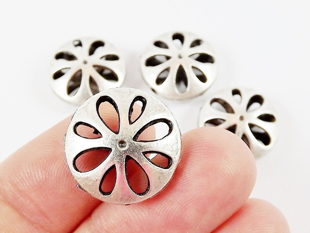 18mm Cut Out Petal Bead Spacers - Matte Silver Plated - 4pcs - Etsy