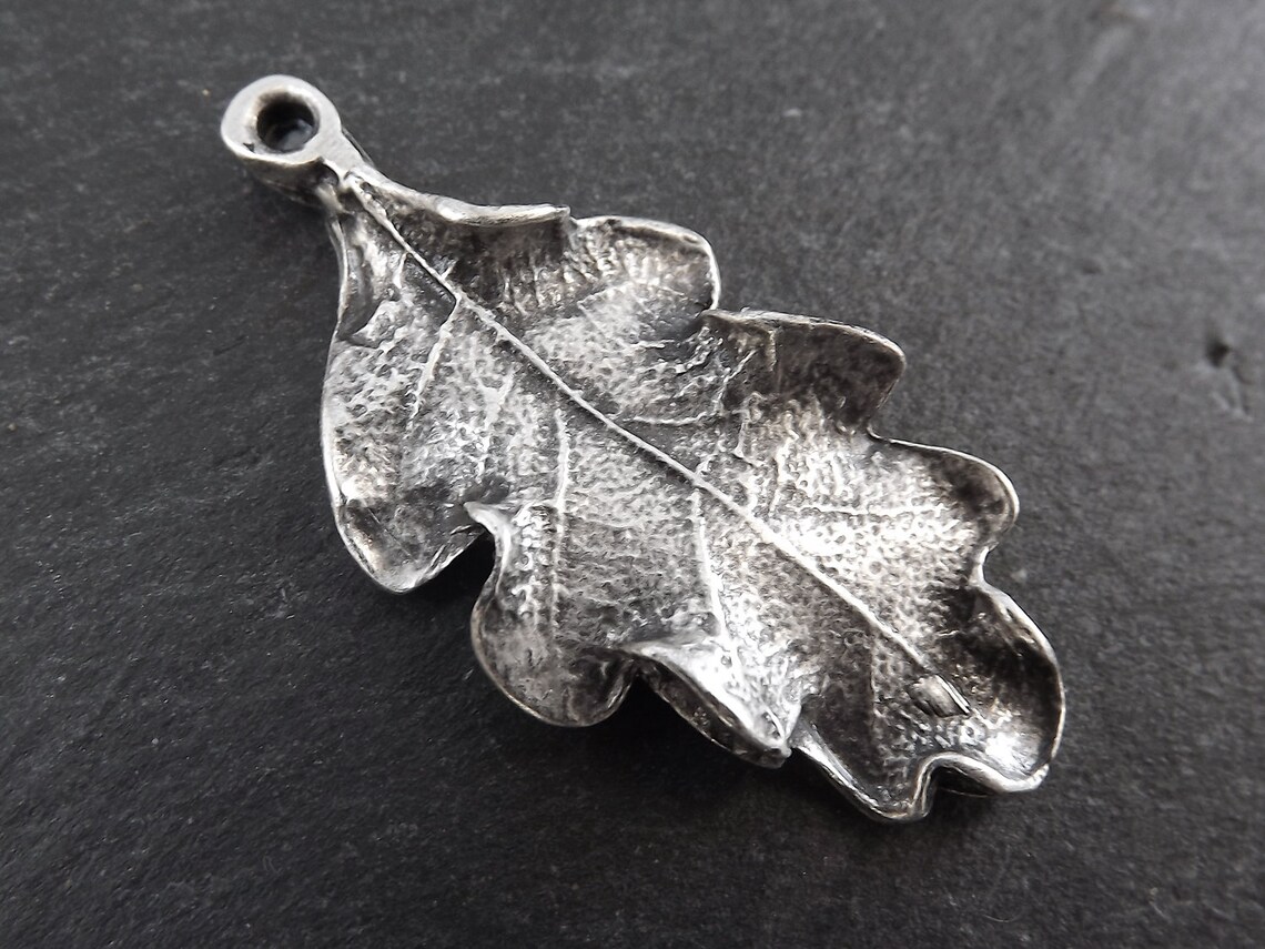 Large Silver Oak Leaf Pendant Charm Nature Fall Jewelry - Etsy