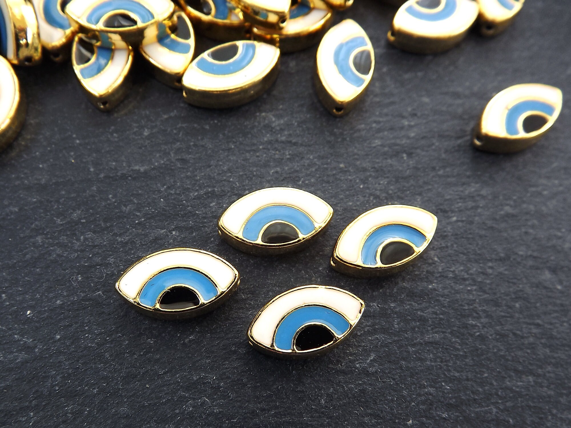 Evil Eye Beads Blue Evil Eye Enamel Evil Eye Bead Bead - Etsy