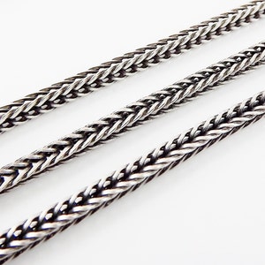 Silver Foxtail Chain, Bali Woven Rope Chain, Braided Chain, 3mm Fox ...