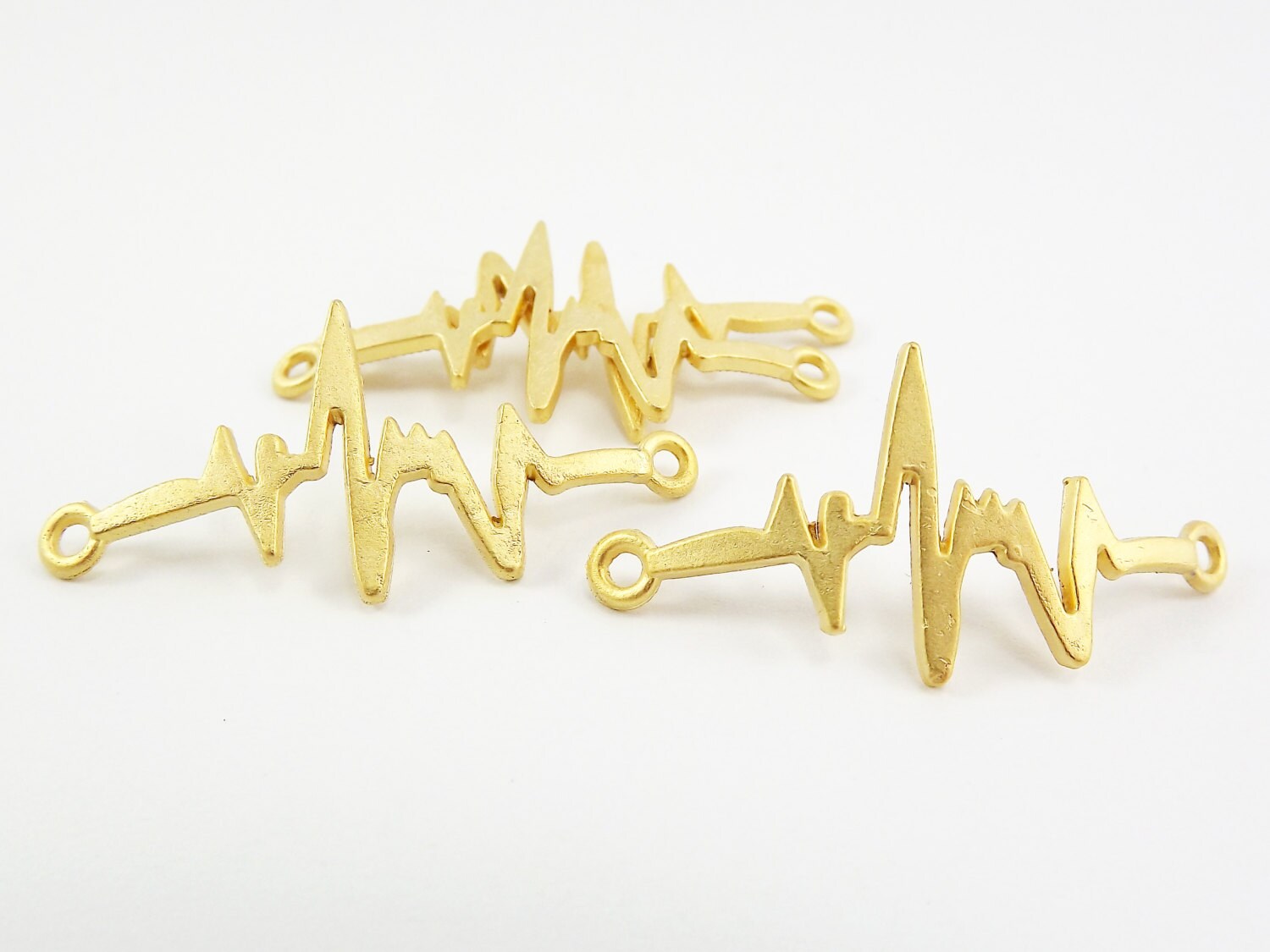 4 Heart Beat Connectors - 22k Matte Gold Plated - Etsy