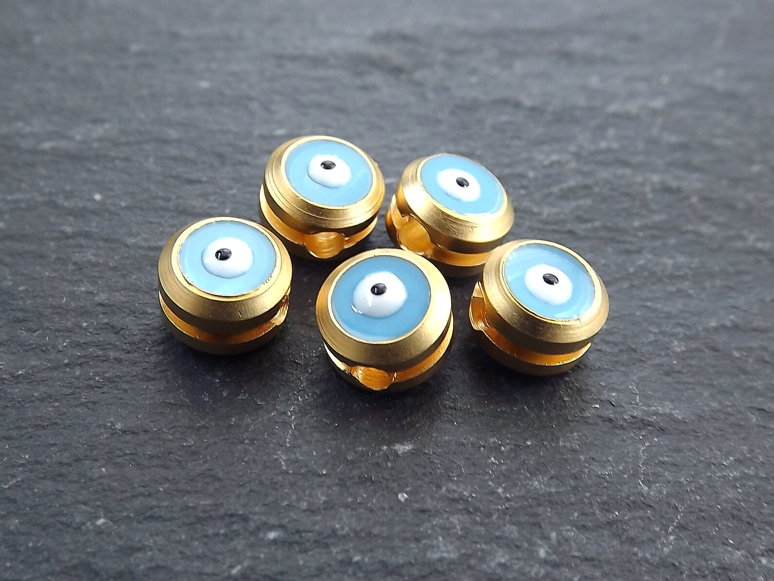 Evil Eye Beads Blue Evil Eye Enamel Evil Eye Bead Bead - Etsy