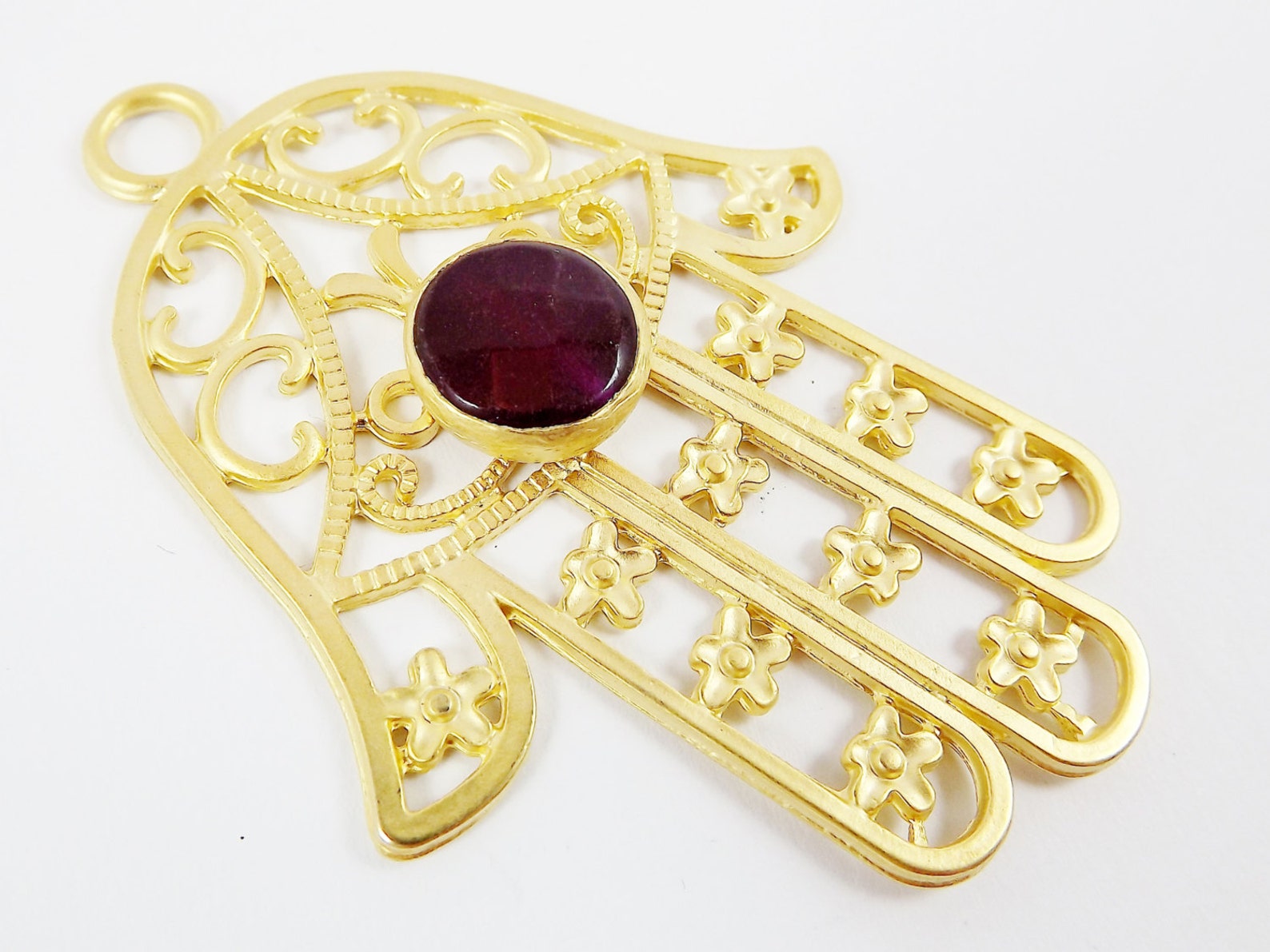 Extra Large Hamsa Hand of Fatima Pendant Deep Garnet Red Jade - 22k ...
