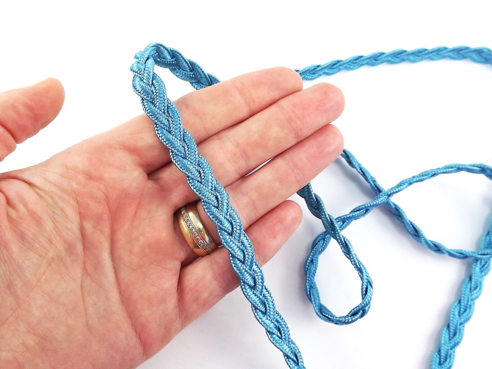 Light Atoll Blue Braided Plait Cord Satin Silk Cord Trim 3 - Etsy