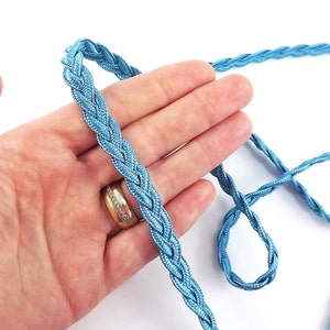 Light Atoll Blue Braided Plait Cord Satin Silk Cord Trim - 3 Ply - 1 ...