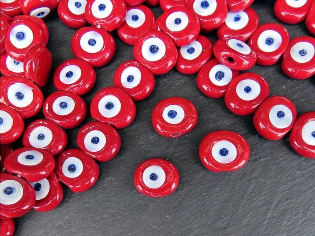 Red Evil Eye Nazar Glass Bead, Traditional Turkish Handmade Protective ...