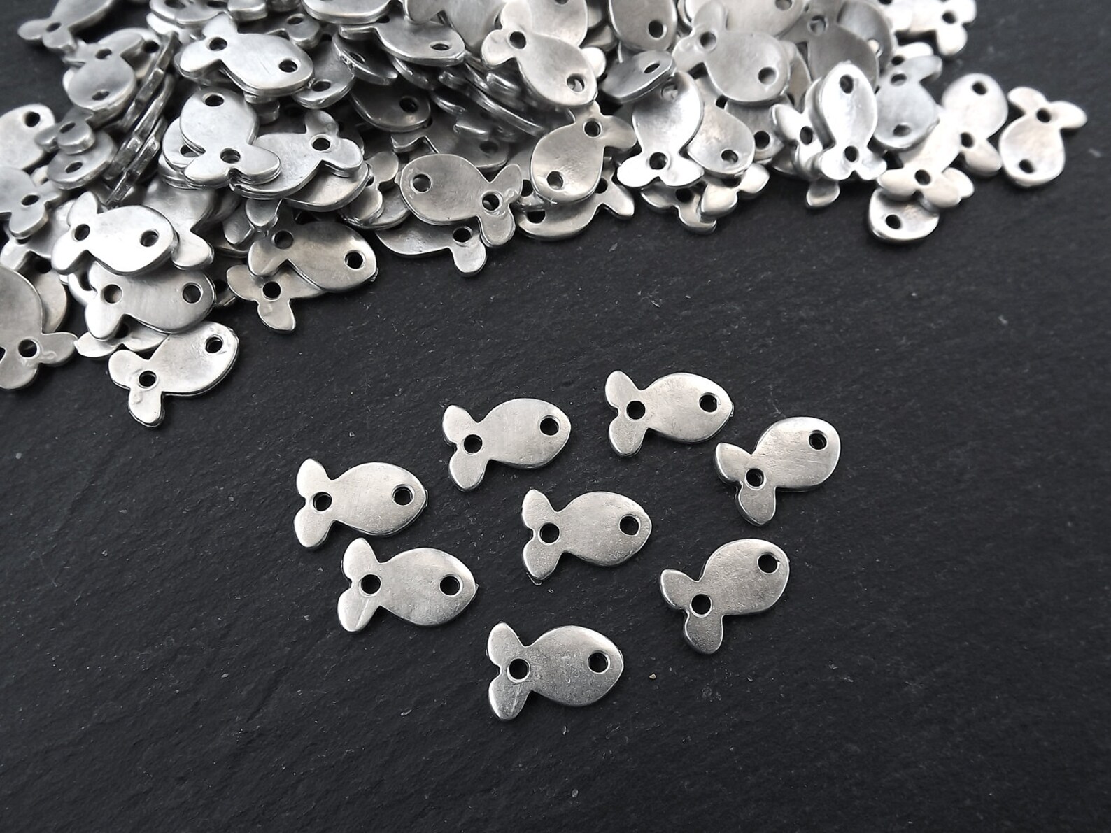 Silver Fish Charms Silver Fish Connectors Mini Fish Charms | Etsy