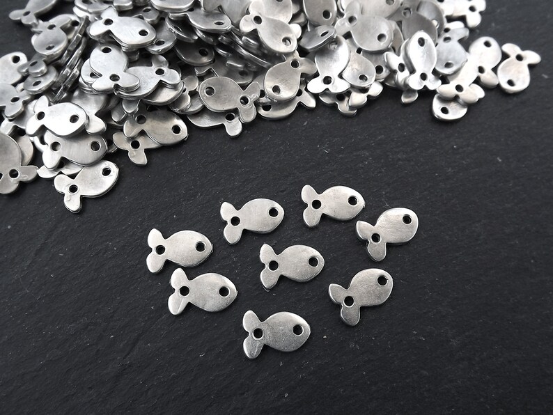 Silver Fish Charms Silver Fish Connectors Mini Fish Charms | Etsy