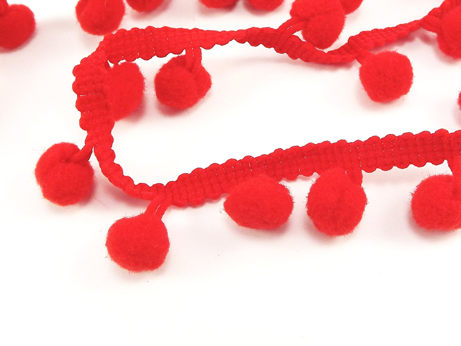 Red Pom Pom Fringe String Braid Cord 1 Meter 1.09 Yards - Etsy