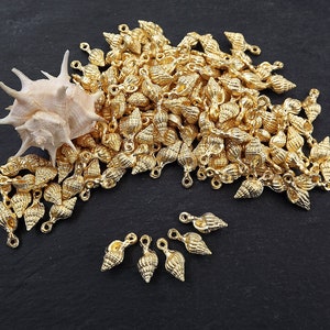 Conch Shell Charms Gold Shell Charms Mini Conch Shell Shell - Etsy