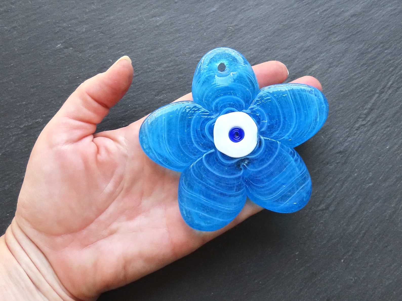 Extra Large Evil Eye Flower Starfish Bead Pendant, DIY Protective ...