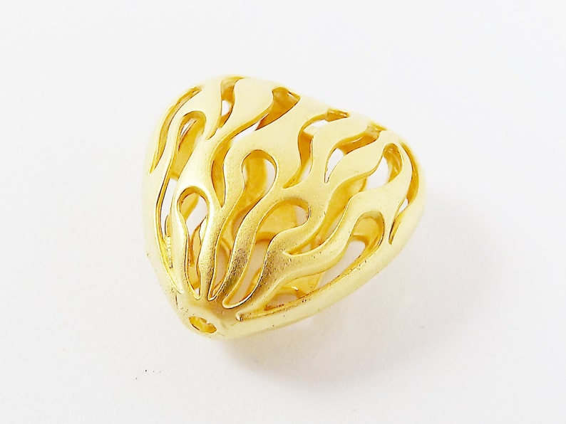 Large Heart Fretwork Hollow 22k Matte Gold Plated Bead Spacer - 1pc - Etsy