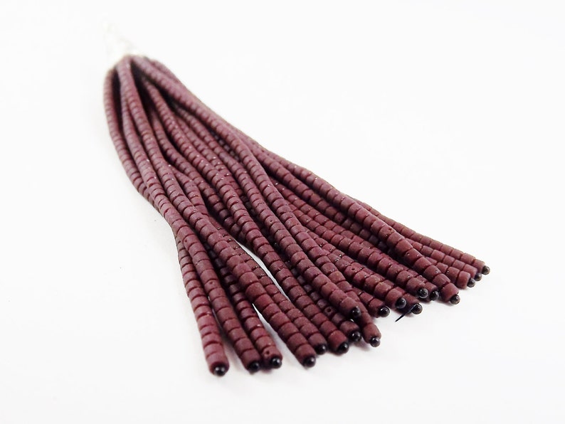 NUEVA Borla con cuentas de tubo Heishi tibetano afgano de color burdeos ...