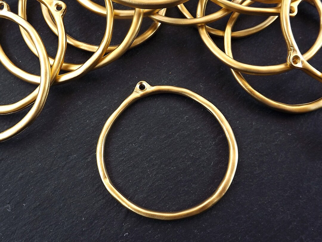 Gold Loop Pendant, Large Gold Loop, Gold Ring Pendant Link Connector ...
