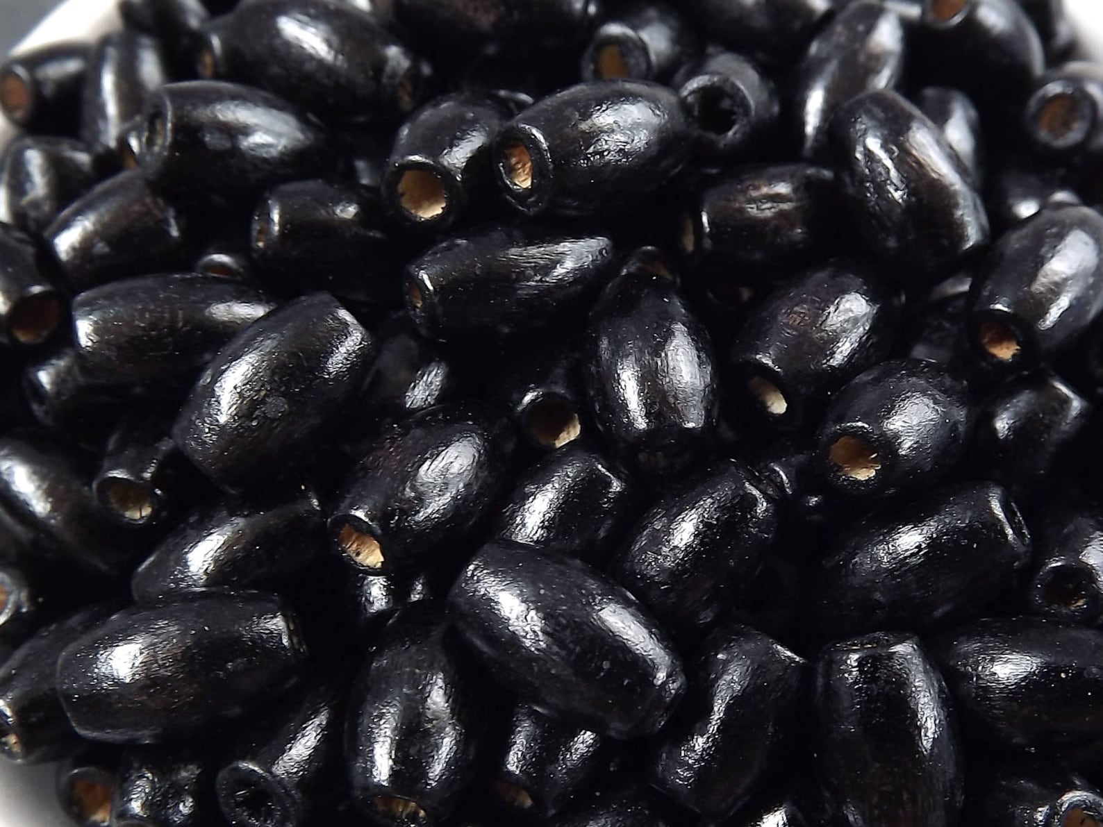 Black Wood Oval Rice Tube Beads Satin Varnished Plain Simple - Etsy