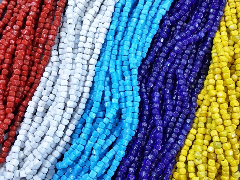 Sky Blue Glass Cube Square Beads Rustic Traditional Turkish | Etsy