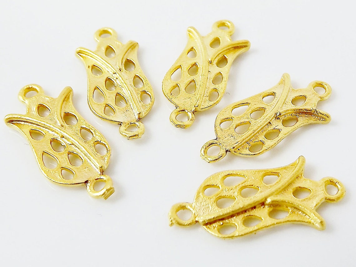 5 Tulip Connectors - 22k Matte Gold Plated - GCM114 - Etsy