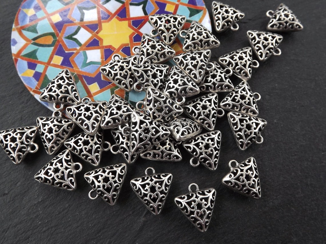 Filigree Triangle Charms, Pillow Charms, Puff Charms, Hollow Triangle ...