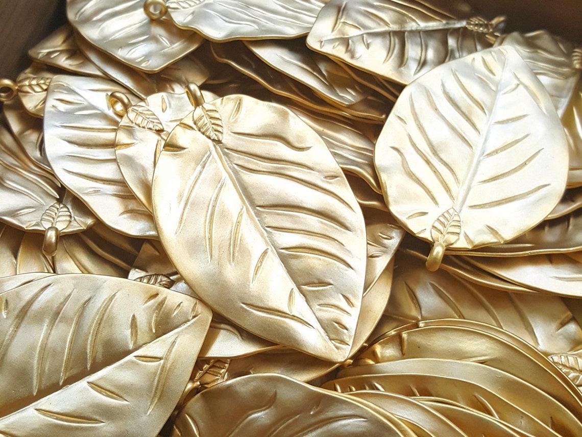 Large Gold Leaf Pendant, Fall Jewelry, Fall Pendant, Necklace Pendant ...