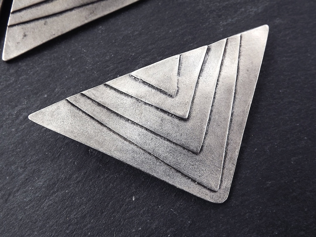 Large Layered Triangle Pendant, Minimalist, Geometric, Silver Triangle ...