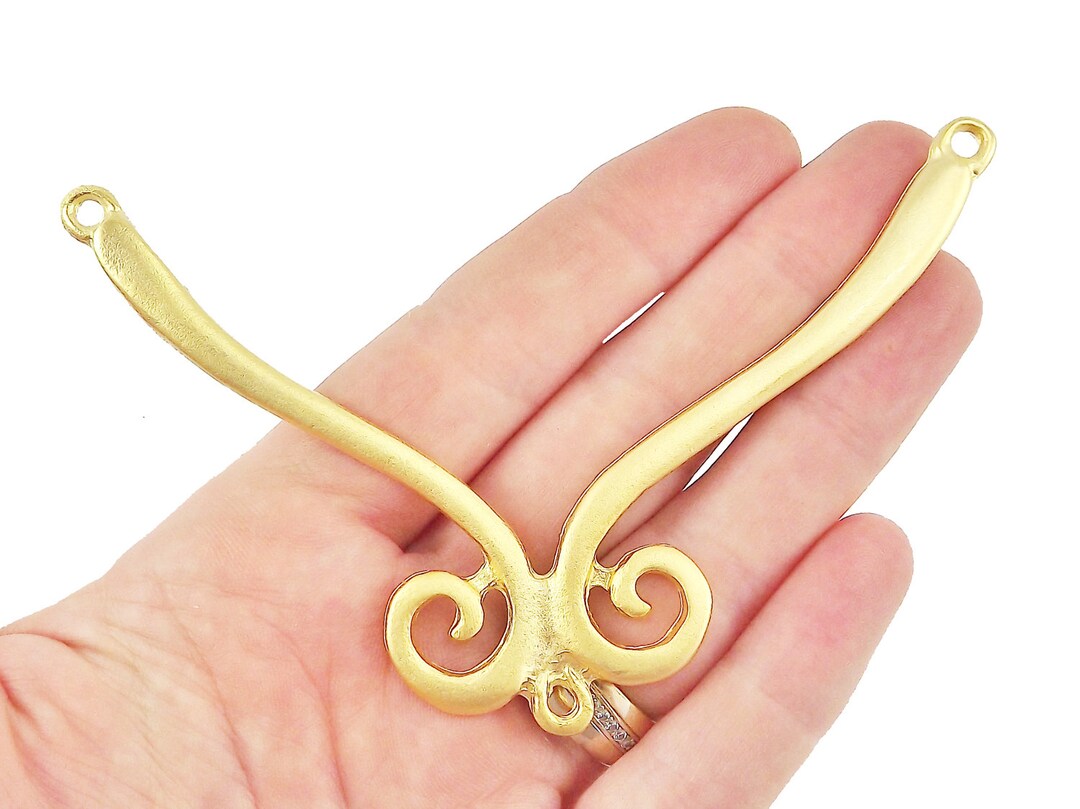 Large Curl Necklace Focal Collar Pendant Connector With Loops - 22k ...