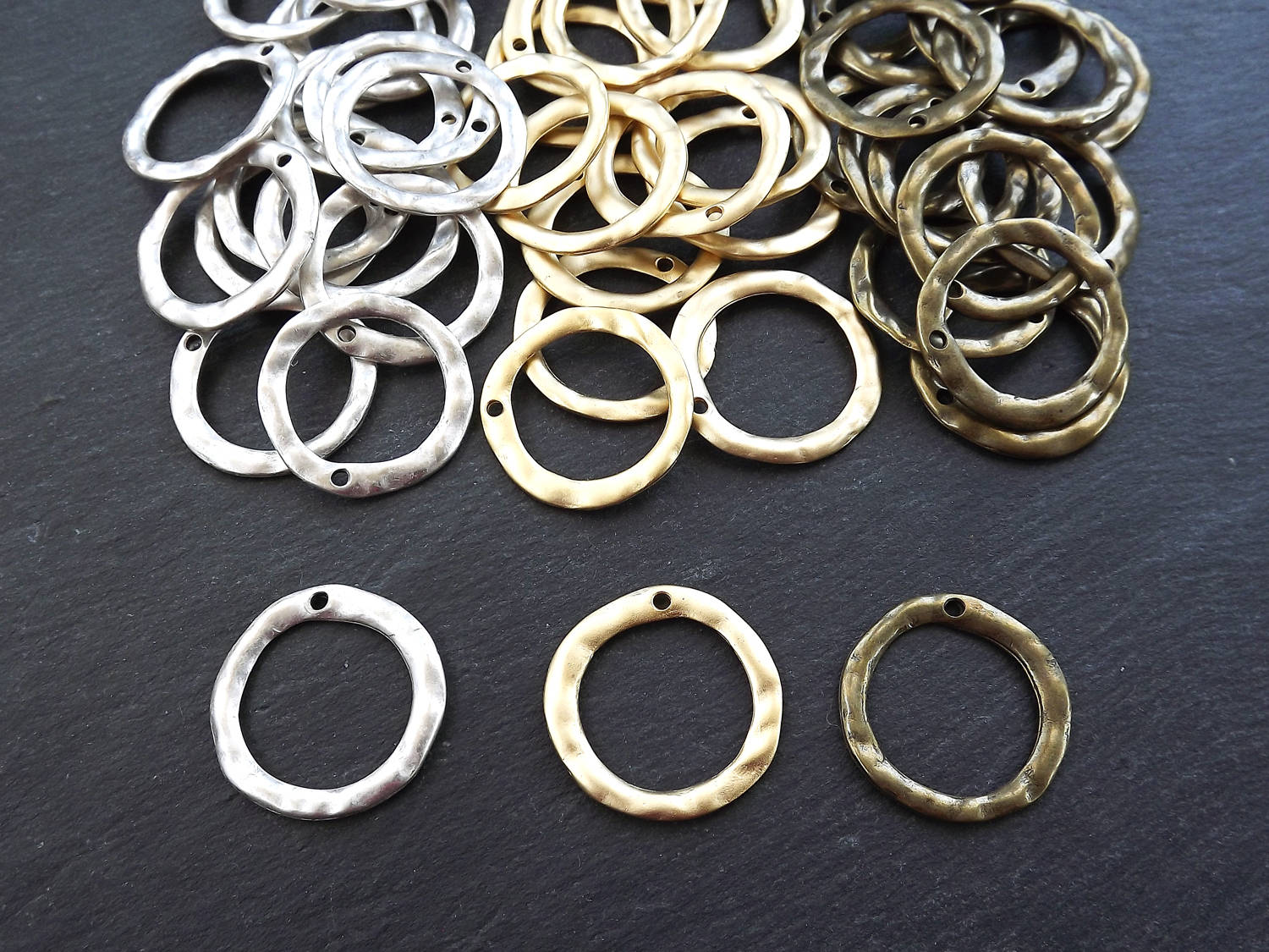 Organic Circle Pendant, Round Ring Closed Loop Pendant Connector With ...